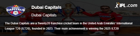Dubai Capitals Team - IPL - the 1page - IPL