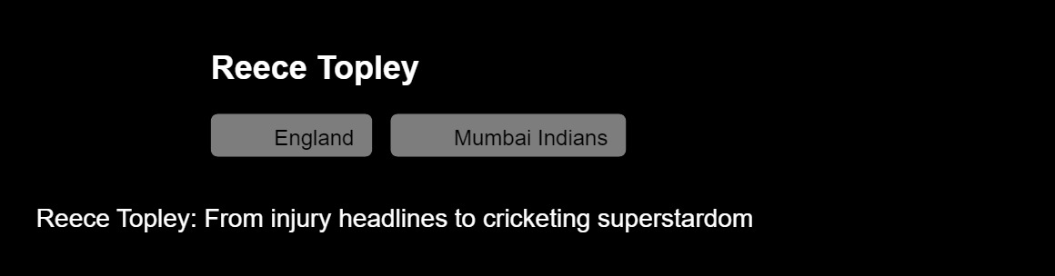 Reece Topley Profile - Cricket Player | Stats, Records, Video