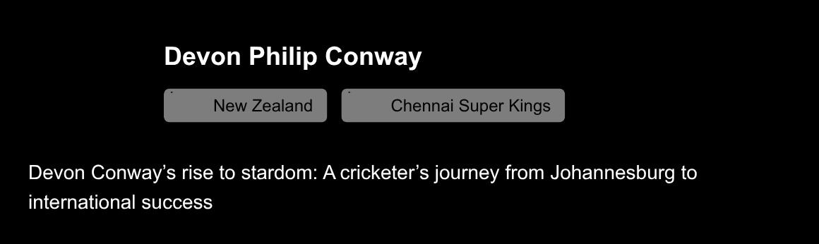 Devon Philip Conway Profile - Cricket Player | Stats, Records, Video