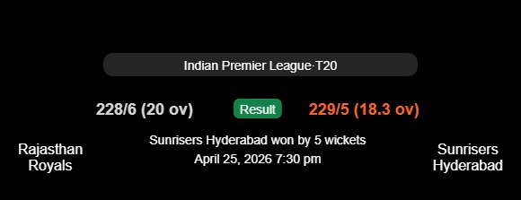 Rajasthan Royals vs Sunrisers Hyderabad · Match 36 · Indian Premier ...